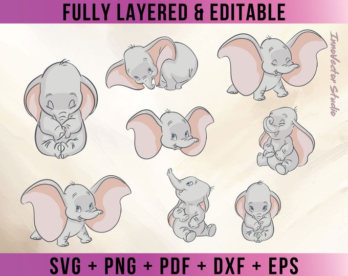 Dumbo Svg for Cricut Users, Svg Clipart, Svg Files, Silhouette Files ...