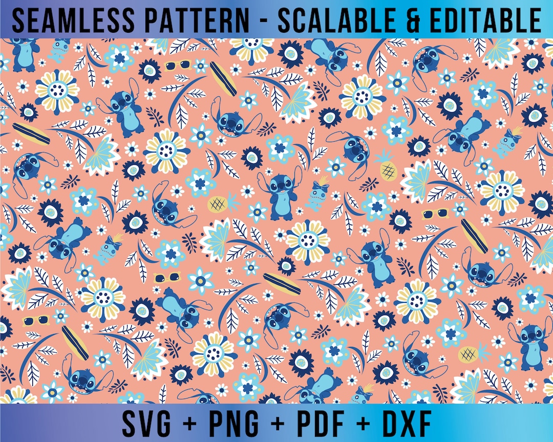 Stitch Seamless Pattern Editable SVG Vector for Cricut and Silhouette ...