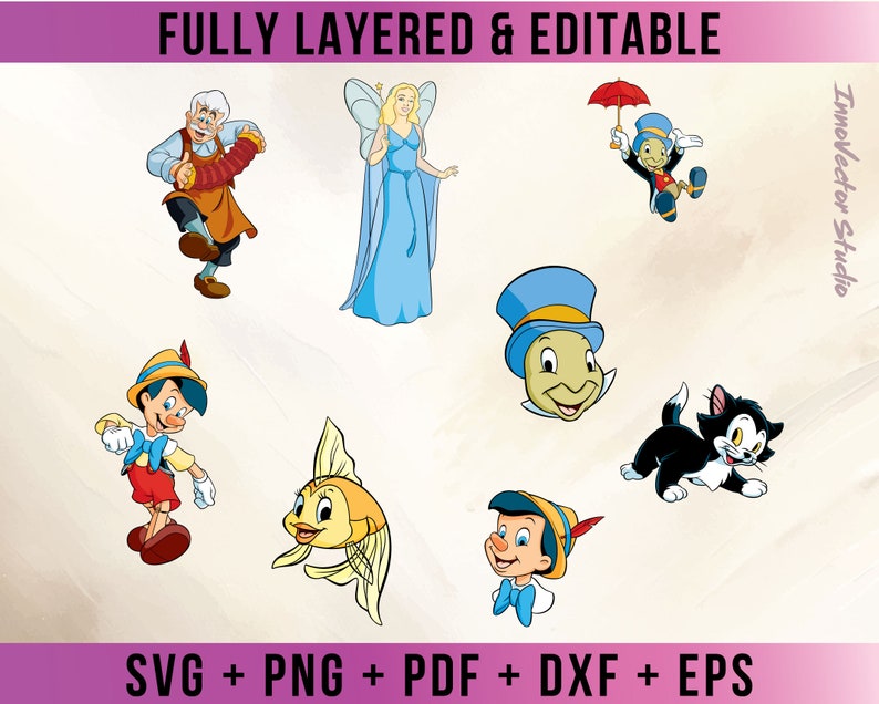 Pinocchio Characters Premium Layered SVG Vector for Cricut and ...