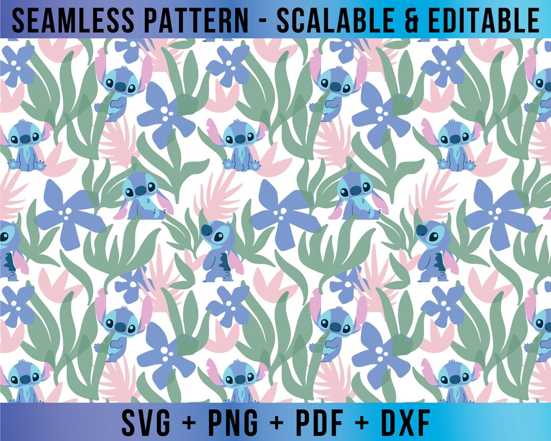 Stitch Seamless Pattern Editable SVG Vector for Cricut and Silhouette ...