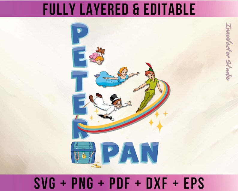Peter Pan Premium Layered Editable SVG Vector for Cricut and Silhouette ...