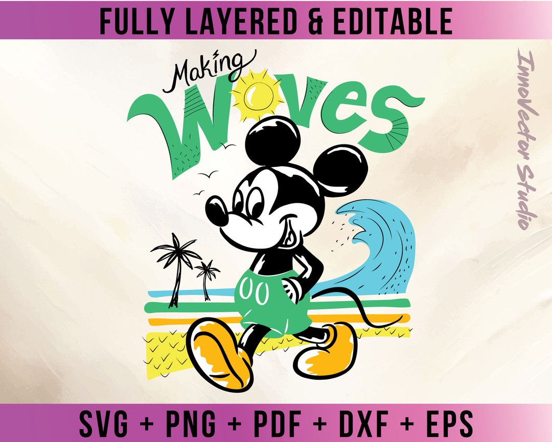 Mickey Making Waves Premium Layered SVG Vector for Cricut and ...