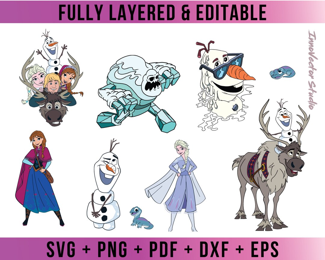 Frozen Characters Premium Layered SVG Vector for Cricut and Silhouette ...