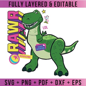 Toy Story Rex Rawr Premium Layered SVG Vector for Cricut and Silhouette ...