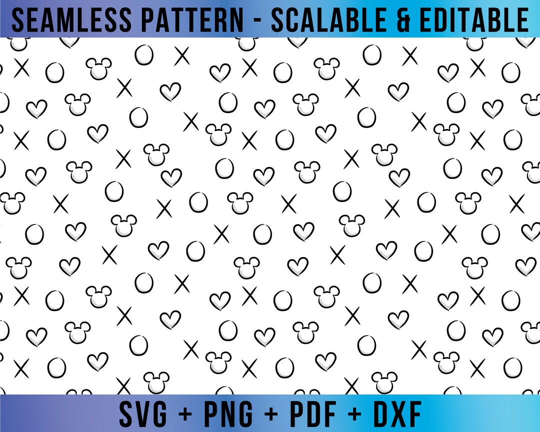 Mickey Seamless Pattern Editable SVG Vector for Cricut and Silhouette ...