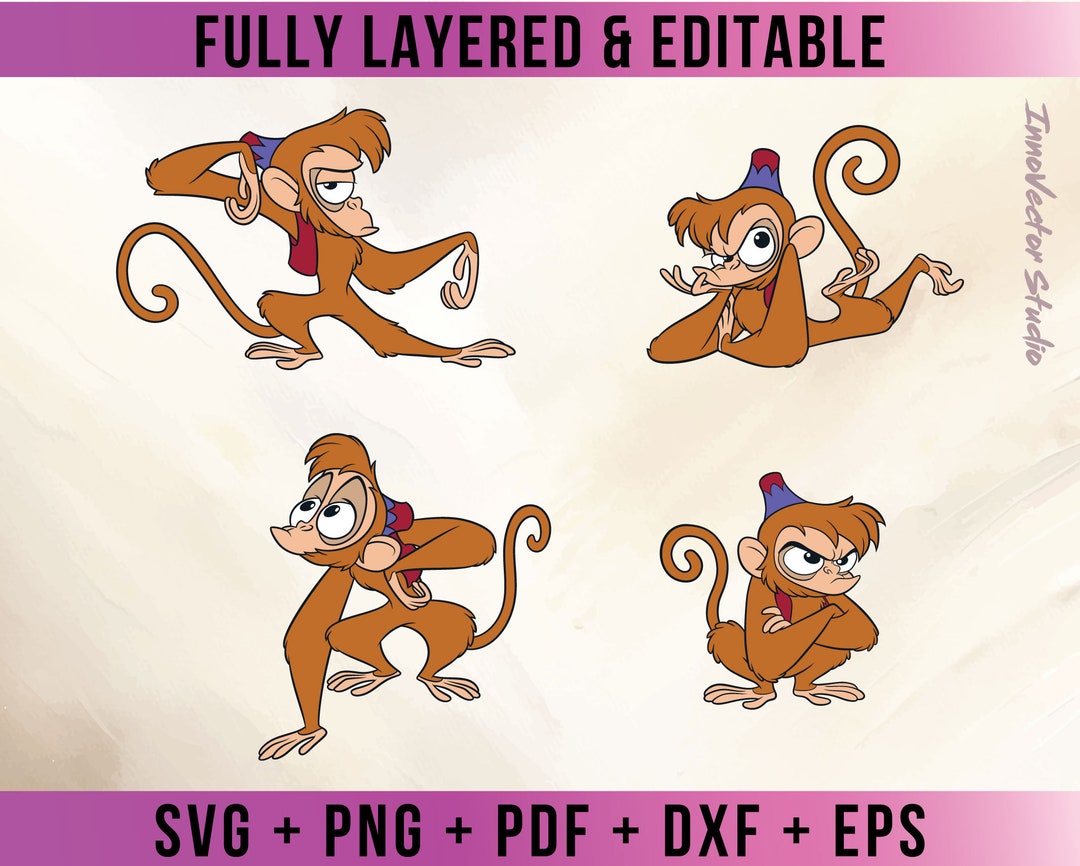 Abu Monkey Premium Layered SVG Vector for Cricut and Silhouette Digital ...
