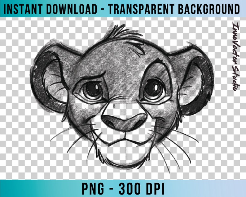 Dibujo a lápiz del Rey León Imagen PNG de fondo transparente de alta ...