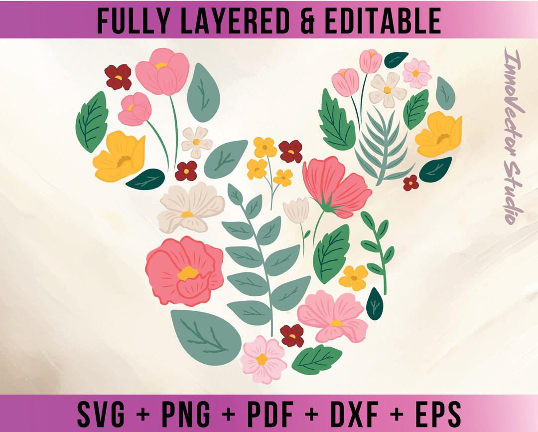 Minnie Mickey Flowers Premium Layered SVG Vector for Cricut and ...