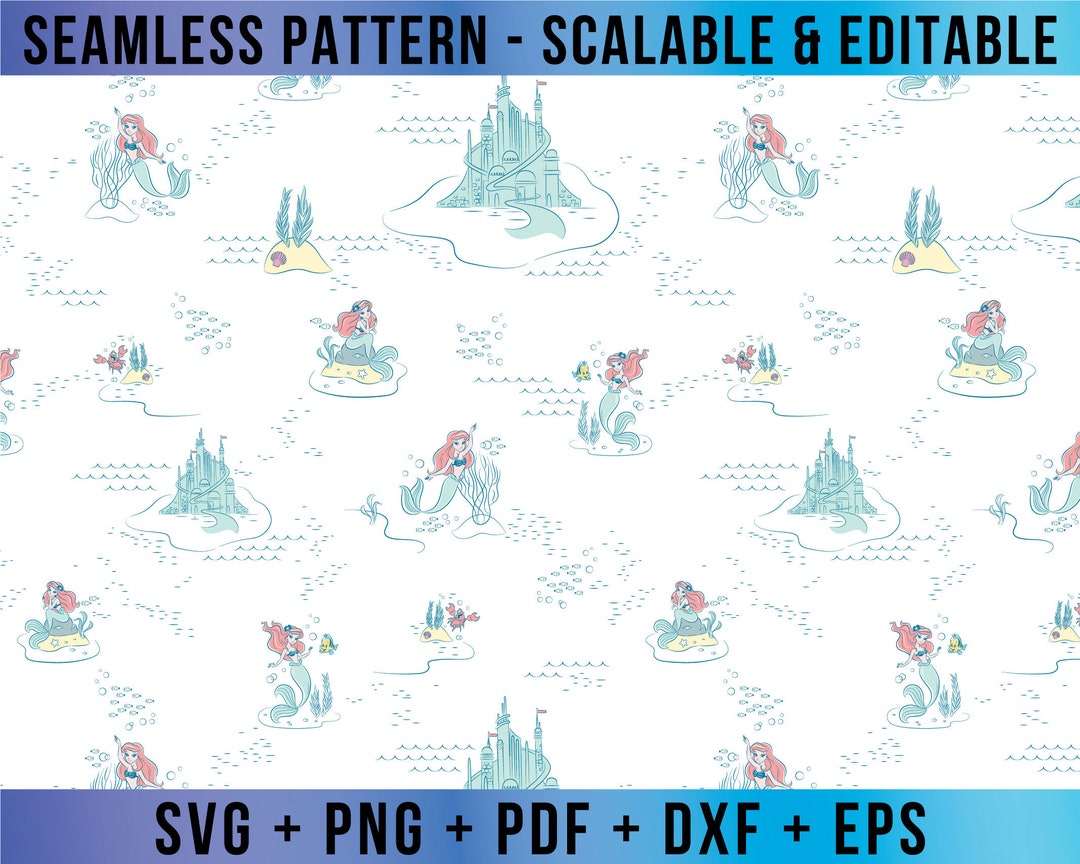 Princess Seamless Pattern Editable SVG Vector for Cricut and Silhouette ...