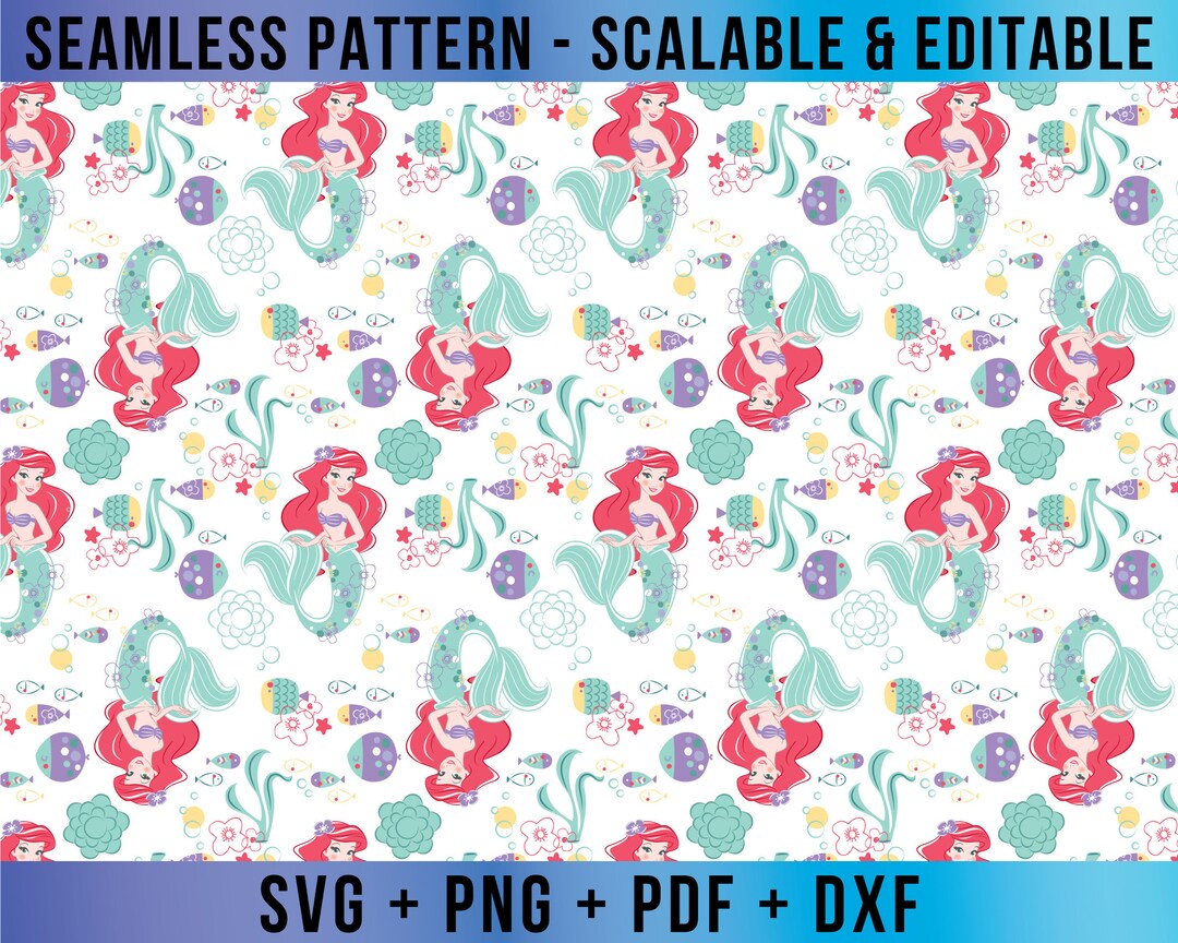 Princess Seamless Pattern Editable SVG Vector for Cricut and Silhouette ...