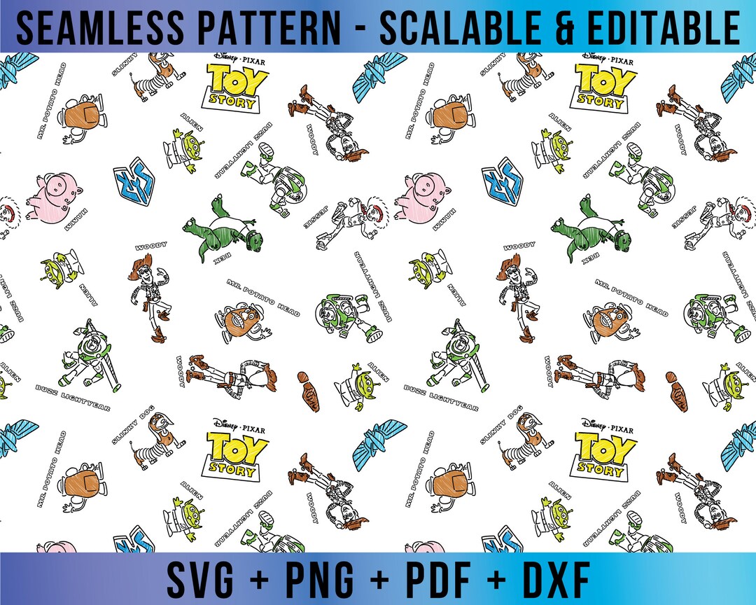 Toy Story Seamless Pattern Editable SVG Vector for Cricut and ...