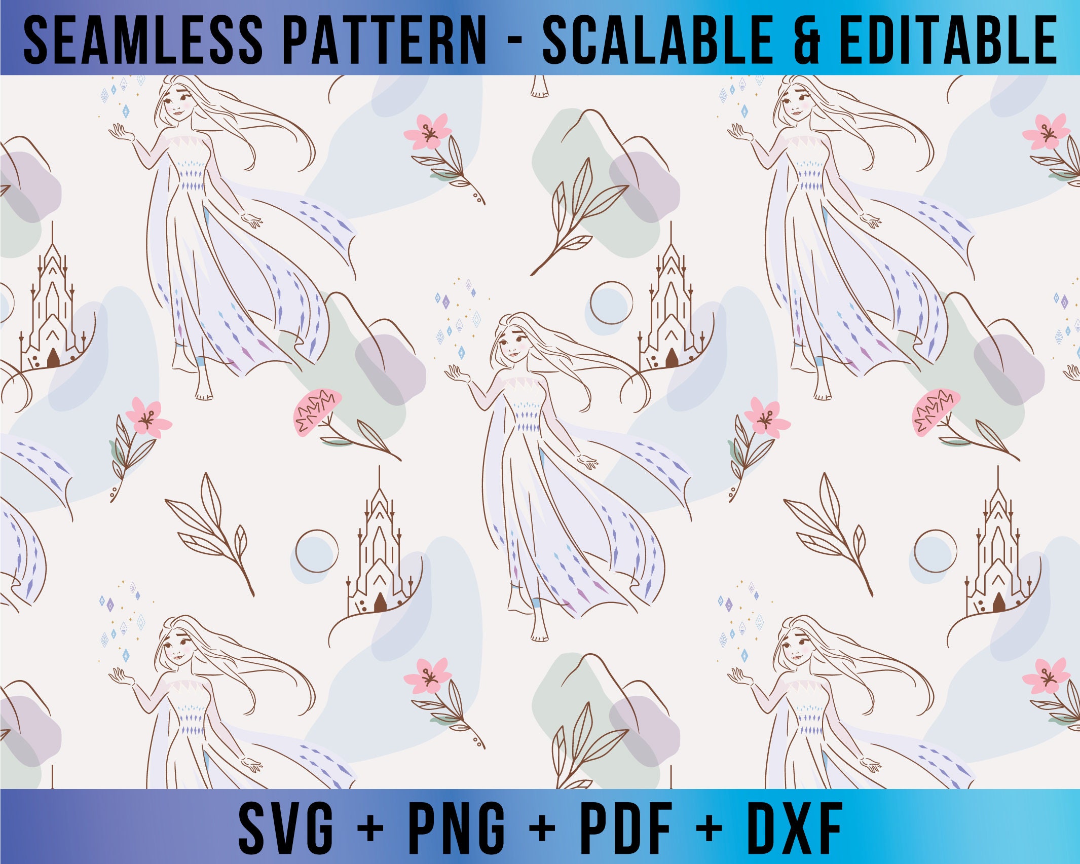Frozen Seamless Pattern Editable SVG Vector for Cricut and Silhouette ...
