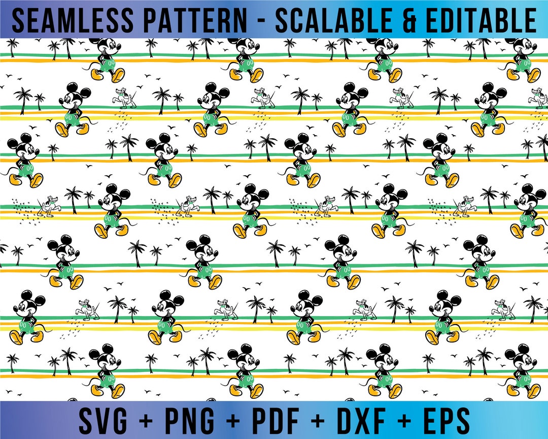 Mickey Seamless Pattern Editable SVG Vector for Cricut and Silhouette ...