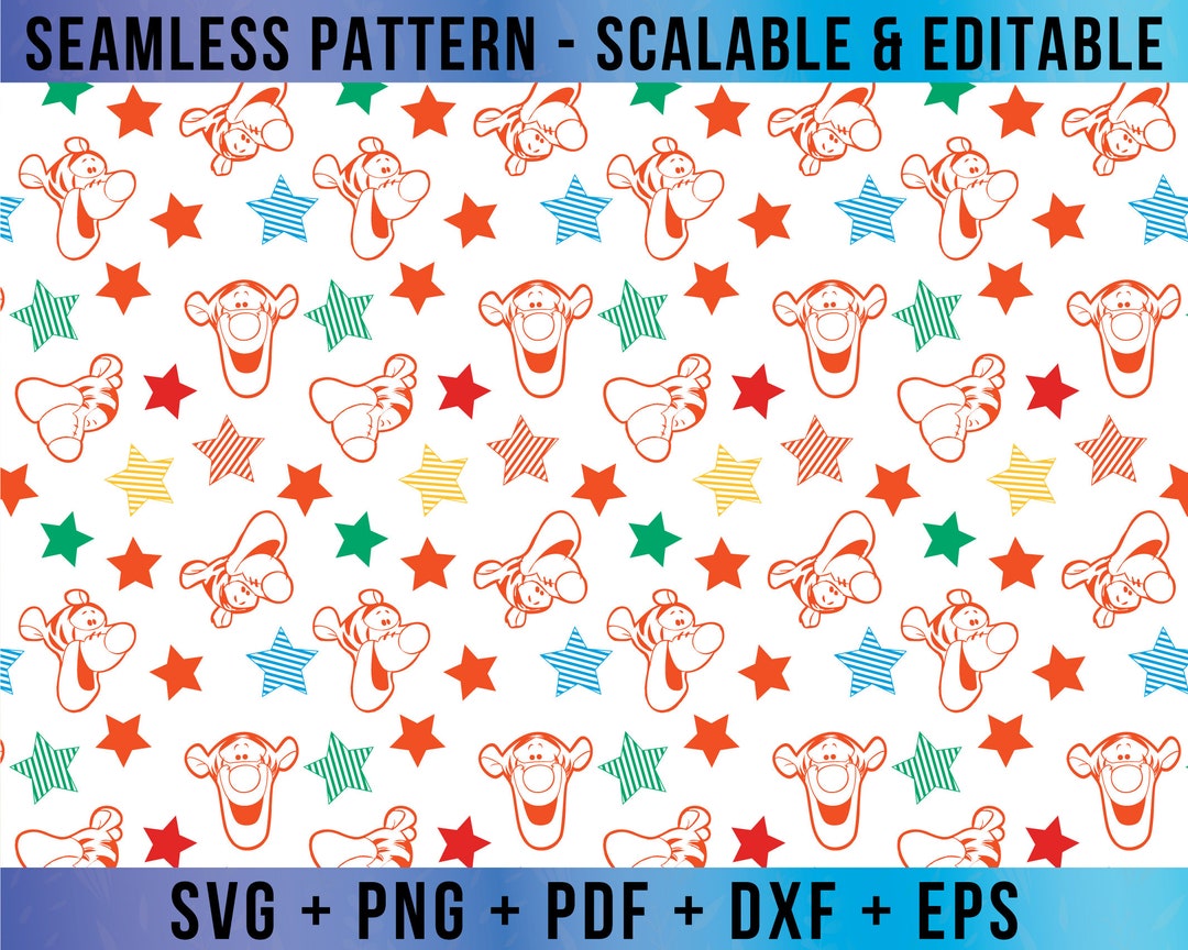 Tigger Pooh Seamless Pattern Editable SVG Vector for Cricut and ...