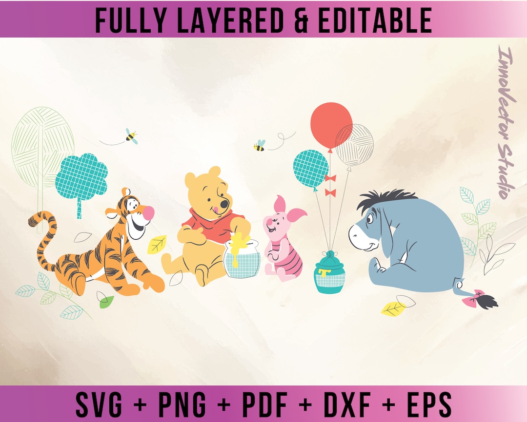 Pooh & Friends Premium Layered SVG Vector for Cricut and Silhouette ...