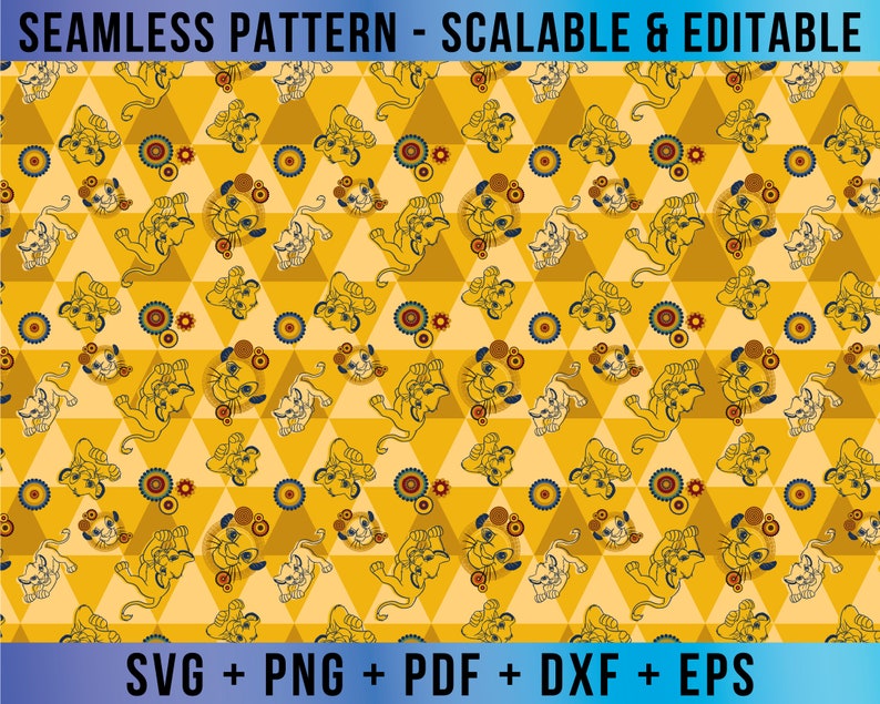Lion King Pattern Editable SVG Vector for Cricut and Silhouette Digital ...