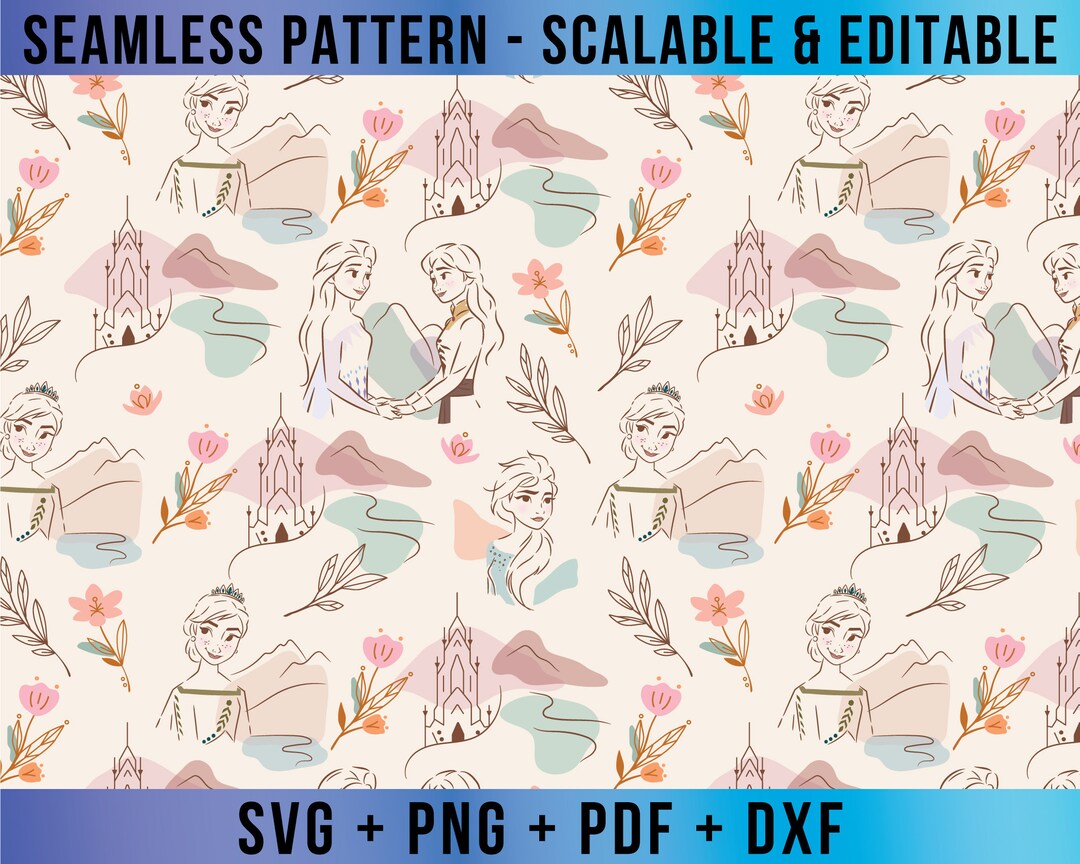 Frozen Seamless Pattern Editable SVG Vector for Cricut and Silhouette ...