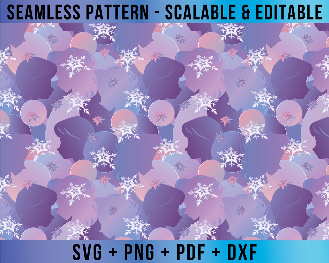 Frozen Seamless Pattern Editable SVG Vector for Cricut and Silhouette ...