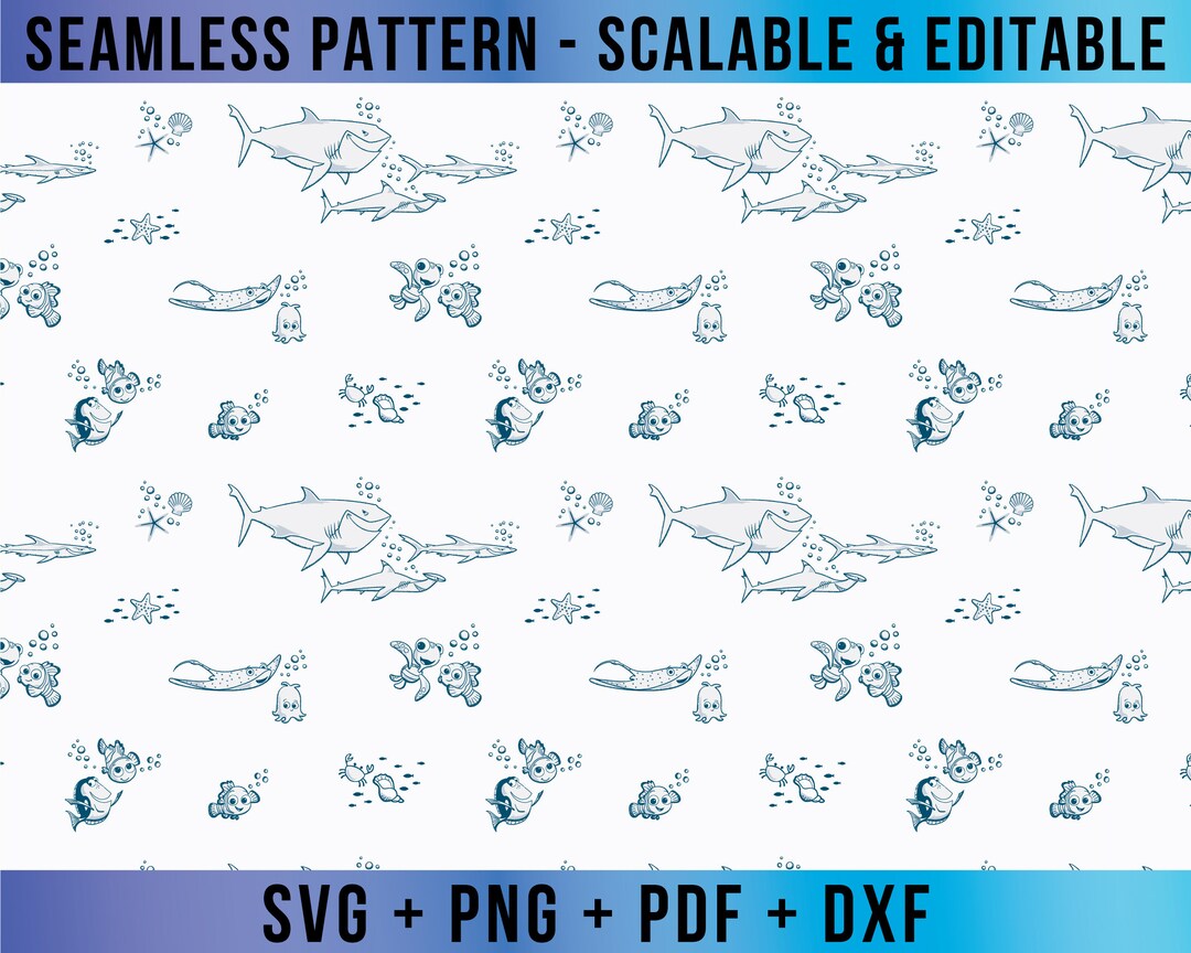 Nemo Seamless Pattern Editable SVG Vector for Cricut and Silhouette ...