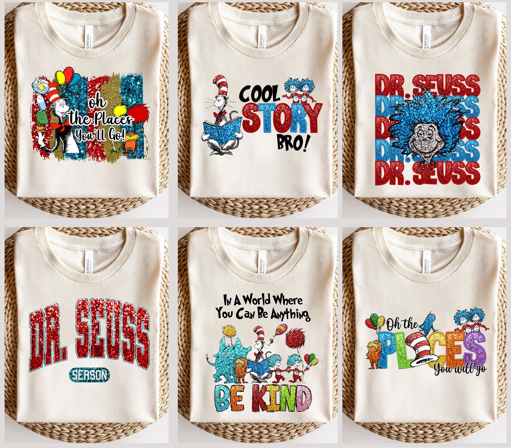 Faux Embroidery Dr. Suess SVG Bundle, Dr. Suess Day, Sublimation Print ...