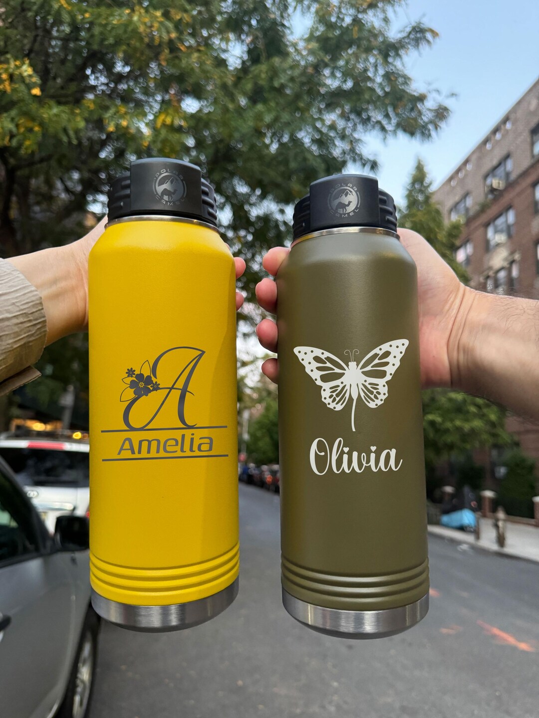 Personalized Laser Engraved Water Bottle W Straw, 20oz 32oz 40oz Custom ...