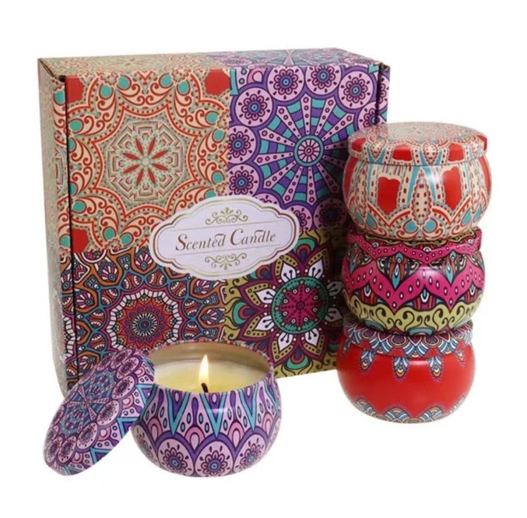 Luxury Gift Set Metal Aroma Tin Jar Soy Wax Aromatherapy Scented ...
