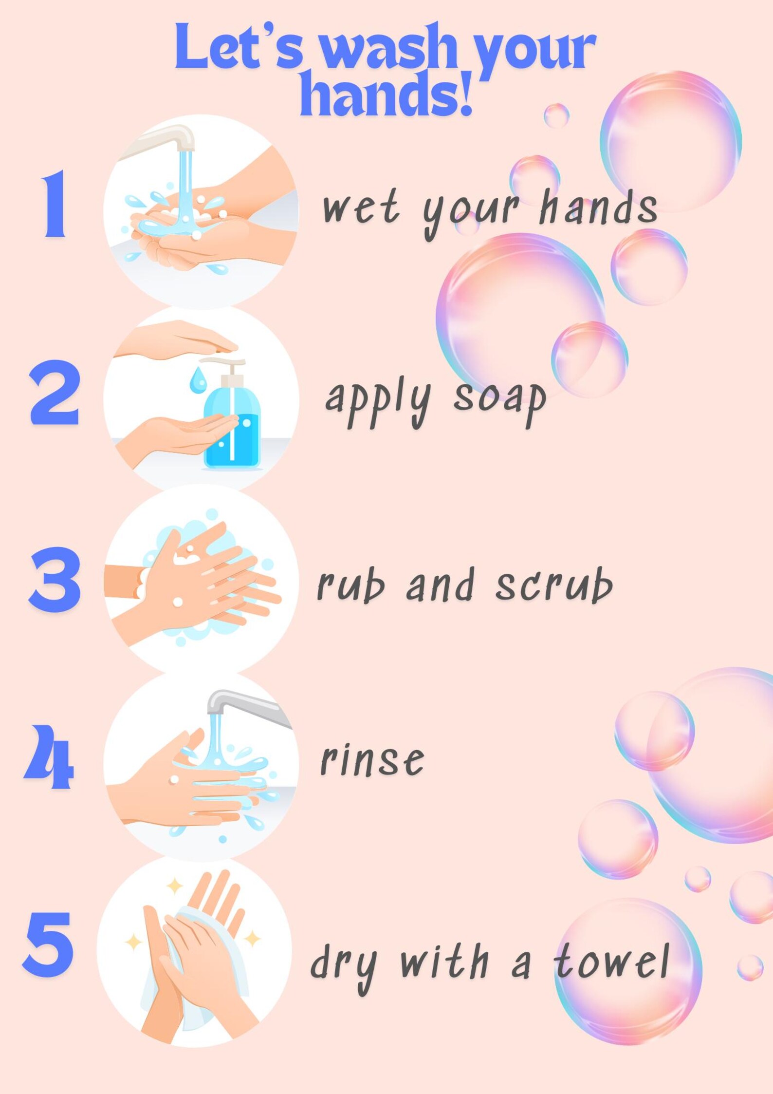 Let's Wash Your Hands – Kids Hand Washing Guide Poster (digital ...