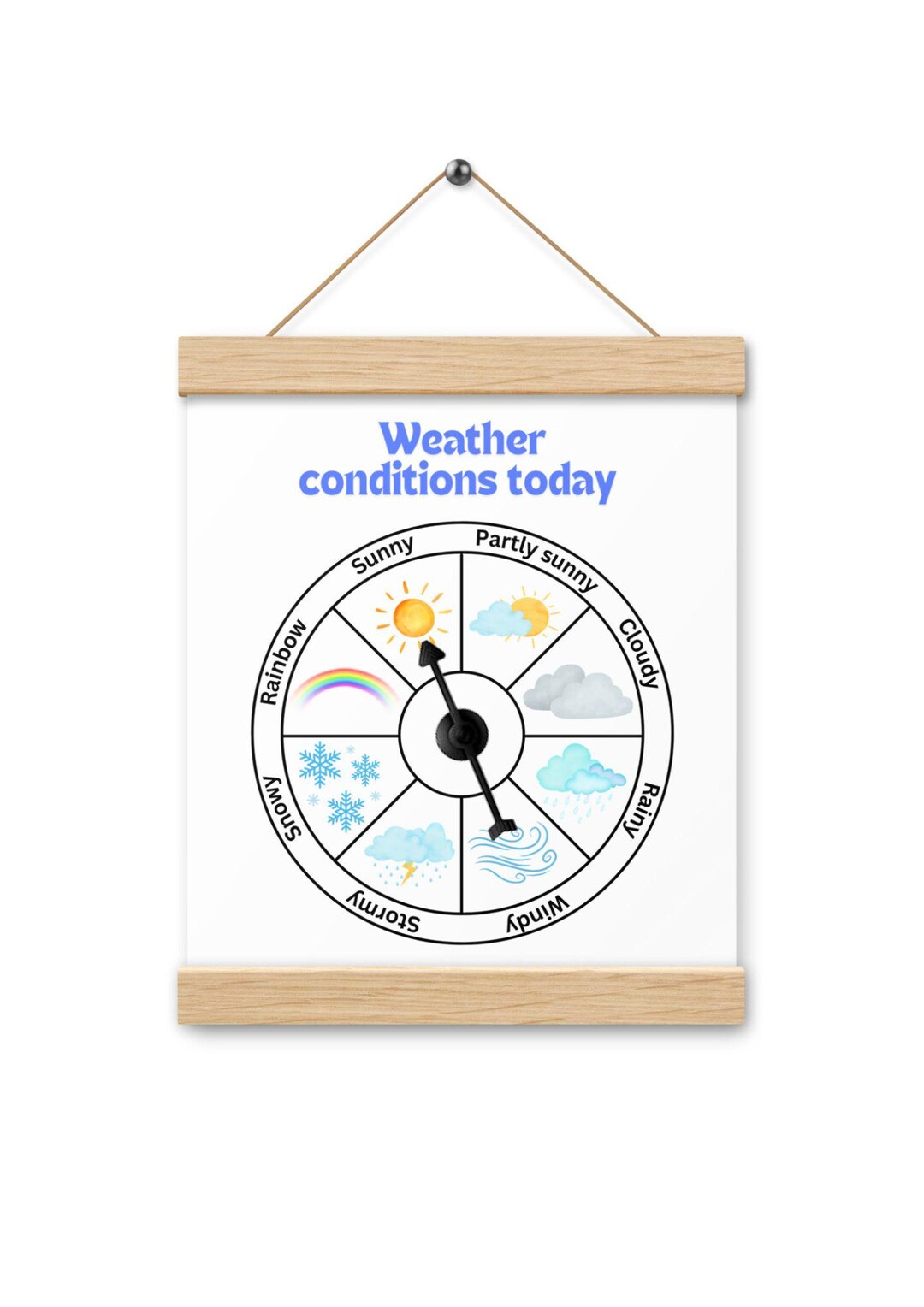 Weather Spin Station, Educational Chart With Oak Hanger - Etsy