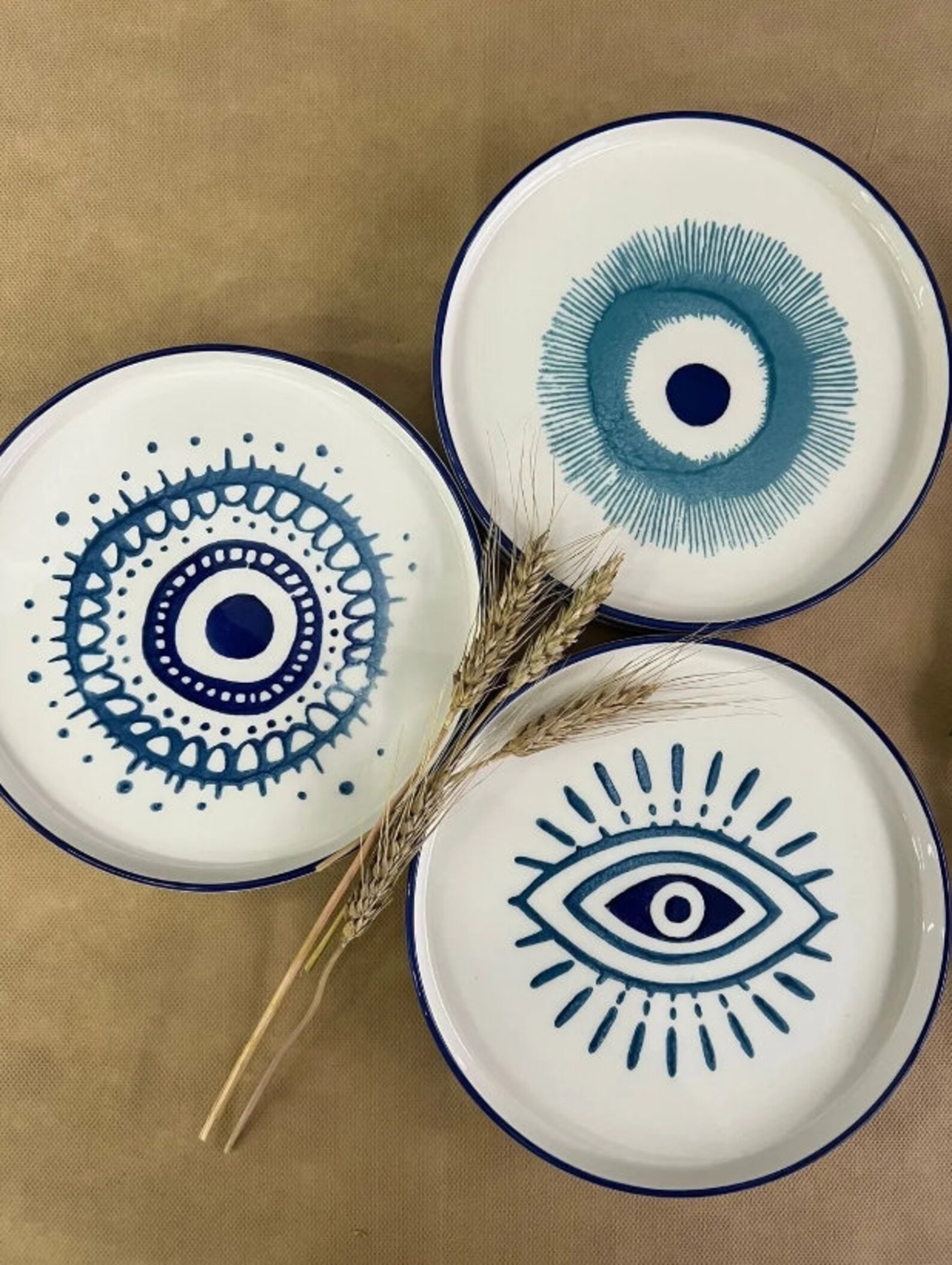 Handmade Cake Plate Set With Evil Eye, Evil Eye Plate, Plate Set, Evil ...