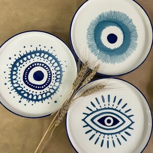 Handmade Cake Plate Set With Evil Eye, Evil Eye Plate, Plate Set, Evil ...