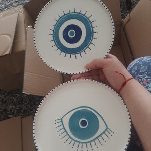 Handmade Cake Plate Set With Evil Eye, Evil Eye Plate, Plate Set, Evil ...