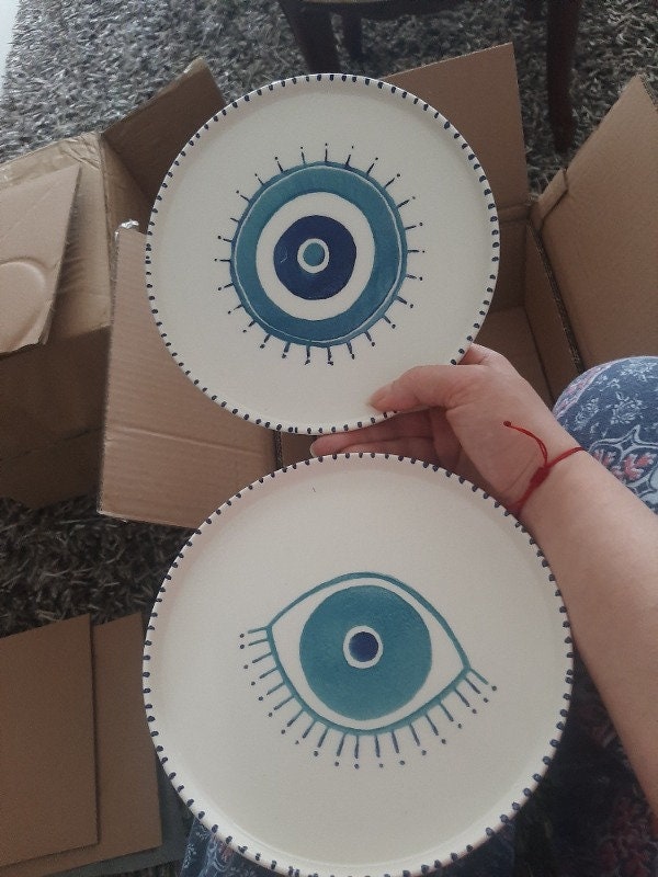 Handmade Cake Plate Set With Evil Eye, Evil Eye Plate, Plate Set, Evil ...