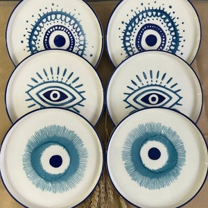 Handmade Cake Plate Set With Evil Eye, Evil Eye Plate, Plate Set, Evil ...