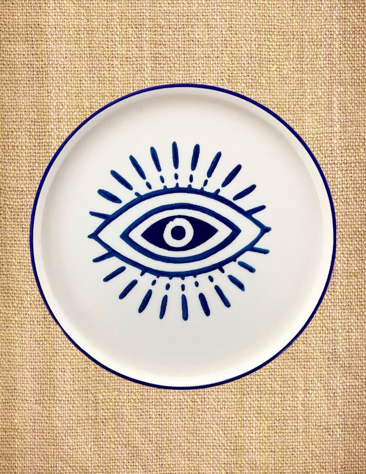 Handmade Cake Plate Set With Evil Eye, Evil Eye Plate, Plate Set, Evil ...