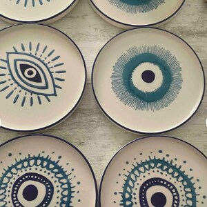 Handmade Cake Plate Set With Evil Eye, Evil Eye Plate, Plate Set, Evil ...