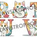 A-Z Cartoon Images of Cute Cats With Initial Letters - Digital Download ...