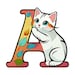 A-Z Cartoon Images of Cute Cats With Initial Letters - Digital Download ...