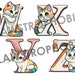 A-Z Cartoon Images of Cute Cats With Initial Letters - Digital Download ...
