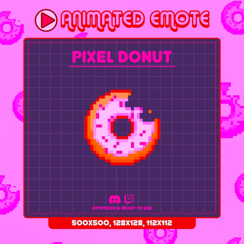 Pixel Donut Animated Emotes for Twitch & Discord Animated Gif Digital ...