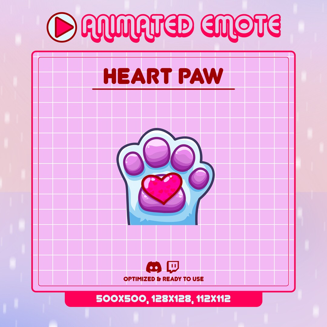 Cat Paw Heart Animated Emotes for Twitch & Discord | Animated Gif ...
