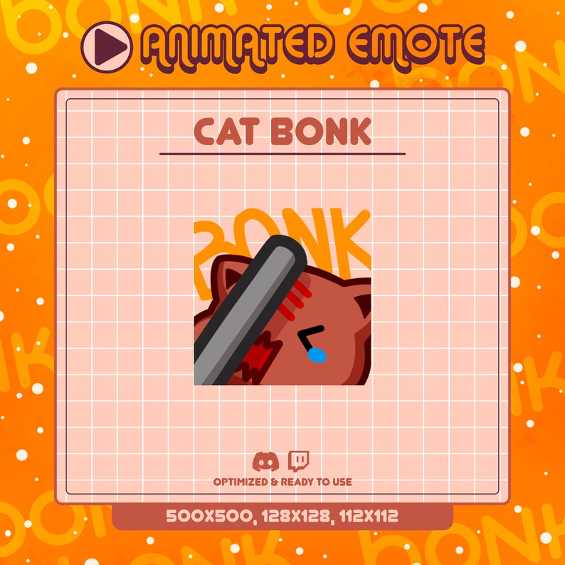 Cat Bonk Animated Emotes for Twitch & Discord | Animated Gif Digital ...