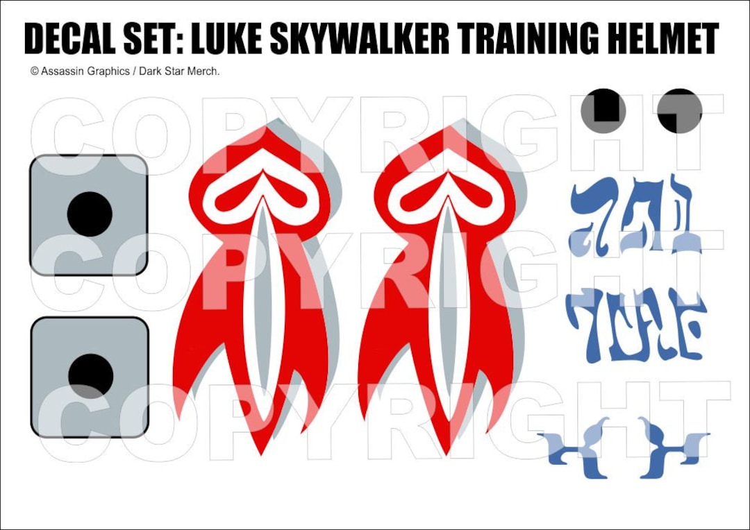 Helmet Decal Set – Star Wars ‘luke Training Helmet’ - FREE UK POSTAGE ...