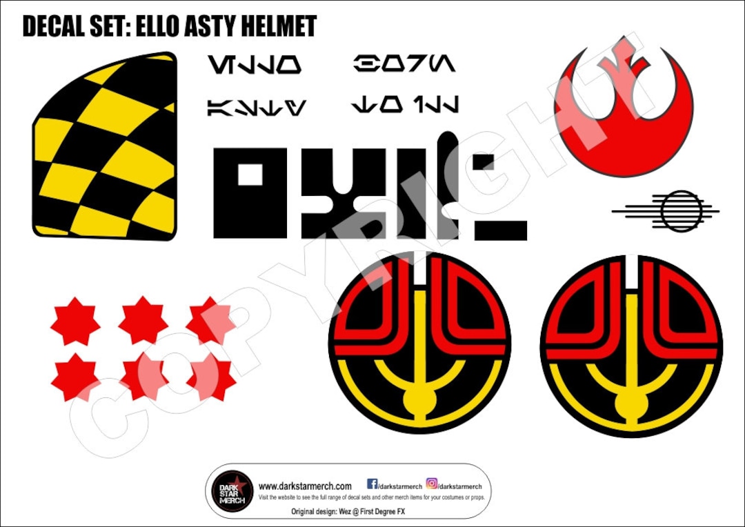 Helmet Decal Set – Star Wars ‘ello Asty’ - FREE UK POSTAGE - Etsy