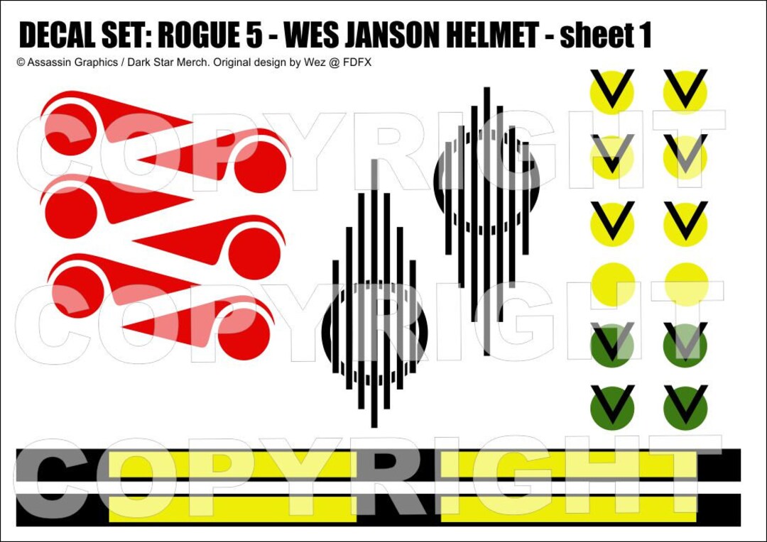 Helmet Decal Set (2 Sheets) – Star Wars ‘wes Janson’ - FREE UK POSTAGE - Etsy