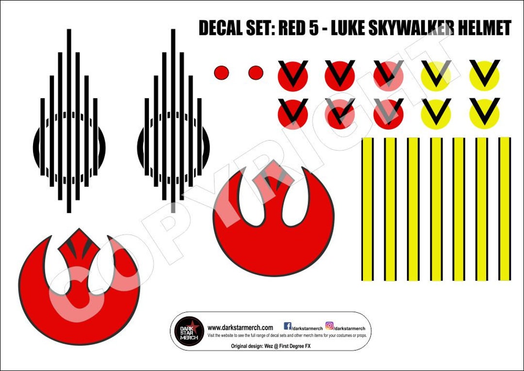 Helmet Decal Set – Star Wars ‘luke Skywalker’ Red 5 - FREE UK POSTAGE ...