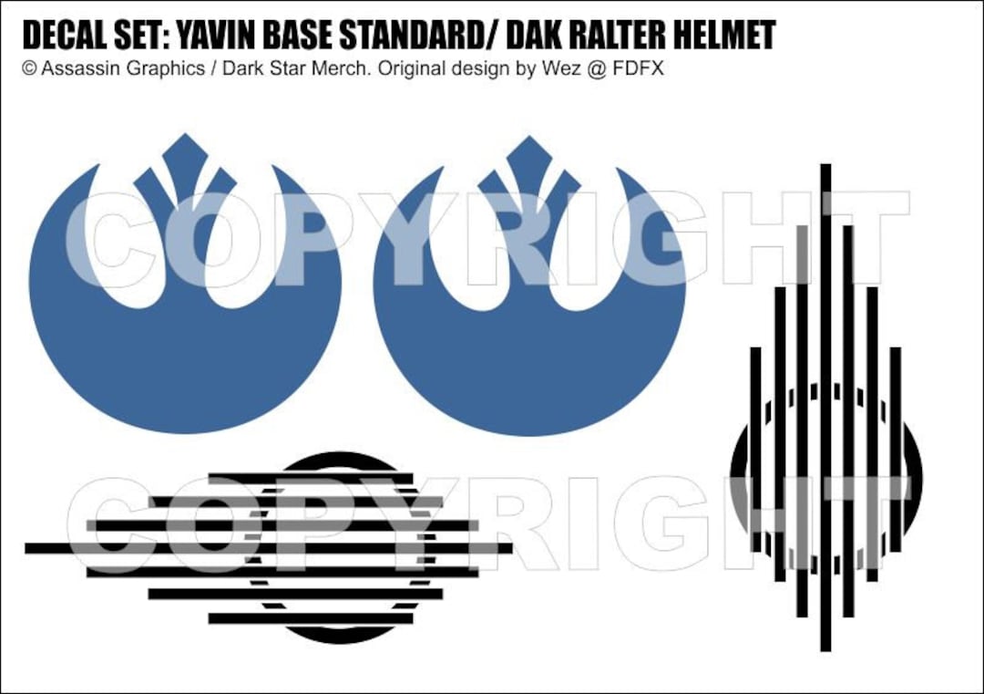 Helmet Decal Set – Star Wars ‘yavin Base Standard Dak Ralter’ - FREE UK ...