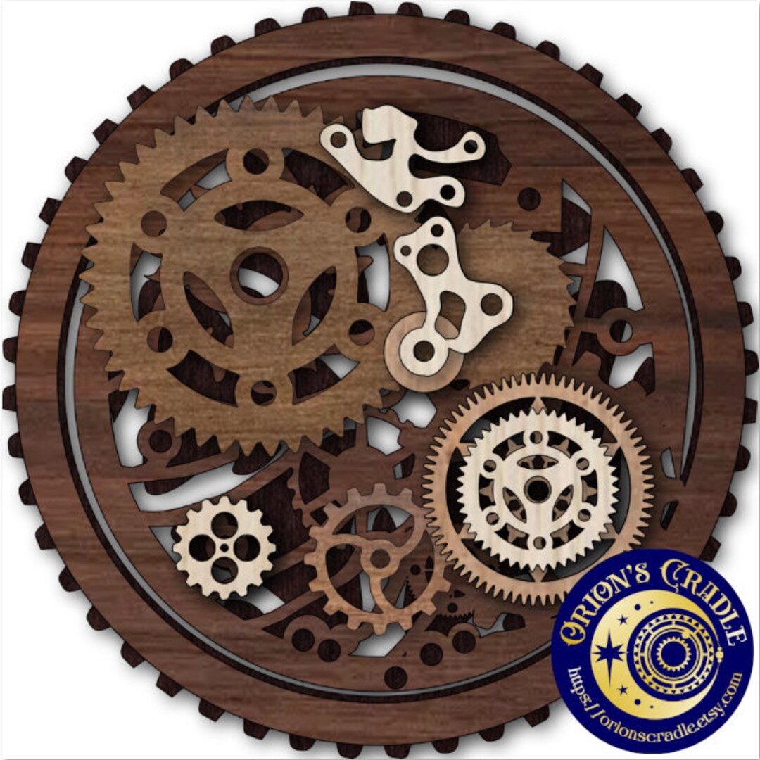 Skeleton Clock Gears Steampunk Laser Cut File SVG PDF - Etsy