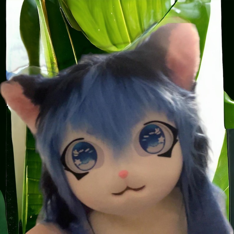 Blue Fursuit Head Fantasy Fursuit Head Mask Cat Fur Suit Mask Fursona ...