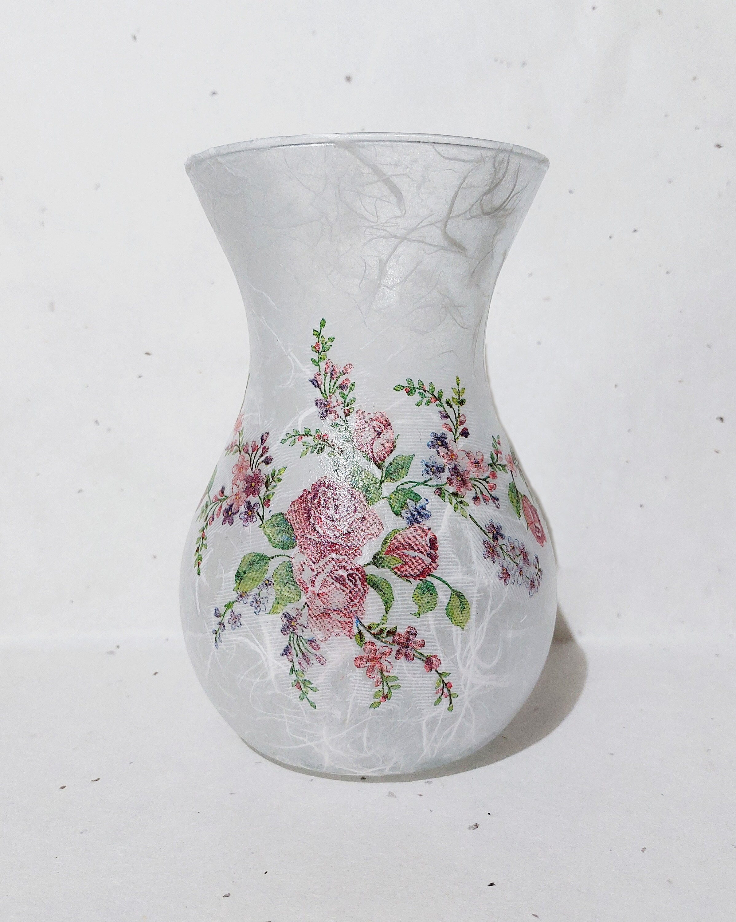 Roses & Forget-me-not, Glass Bouquet Vase, Remembrance Decor, Gift ...