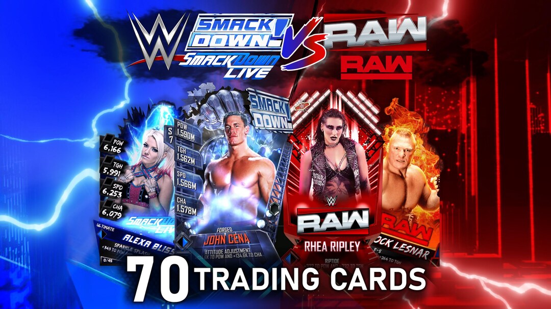 70 Official WWE "smackdown Vs Raw" Collectable Trading Cards - Etsy